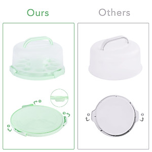 DZ CLAN Cake Carrier, Carrier Cupcake Holder with Cake Turntable, Cake Carrier with Lid and Handle(Green)