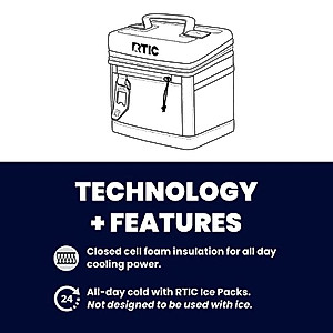 RTIC 28 Can Everyday Cooler, Soft Sided Portable Insulated Cooling for Lunch, Beach, Drink, Beverage, Travel, Camping, Picnic, for Men and Women, RTIC Ice