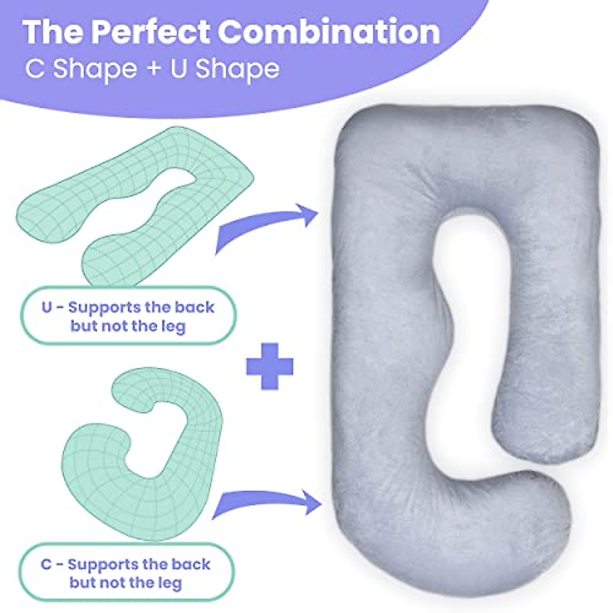 Pregnancy Pillows for Sleeping - U Shaped Full Body Pillow Support, 57inch Cooling Maternity Pillow for Pregnant Women, Support for Belly, Back, Legs. Pregnancy Gifts & Pregnancy Must Haves for Adult