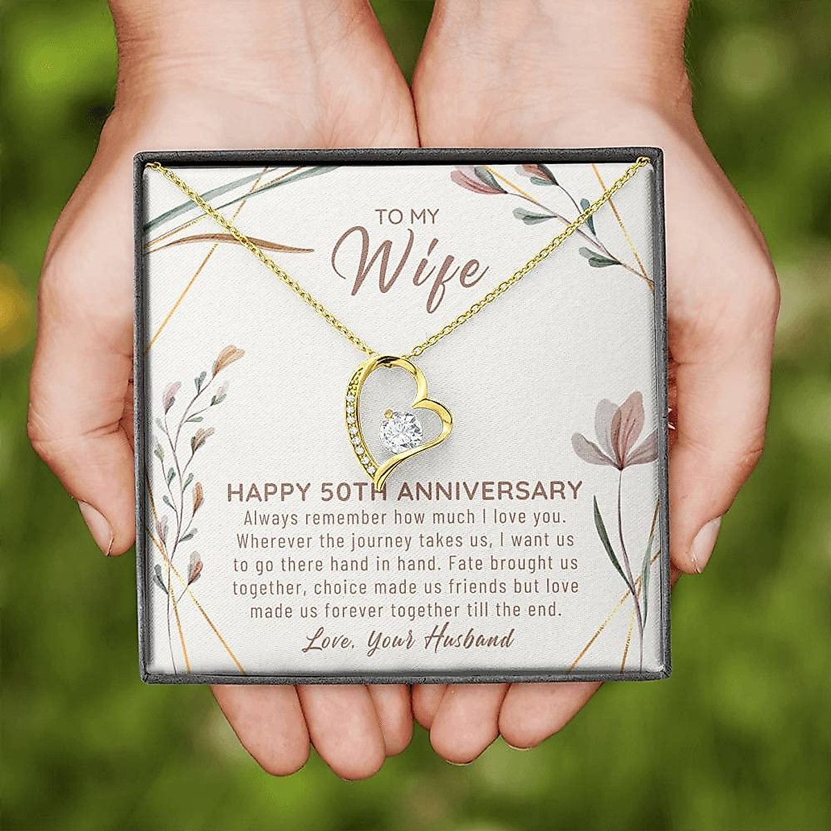 50 Year Wedding Jewelry Gift For Wife – 50 Year Anniversary Necklace Gift For Her – 50th Anniversary Wedding Present – 50th Wedding Anniversary Wife Gift – FLSG00050-9