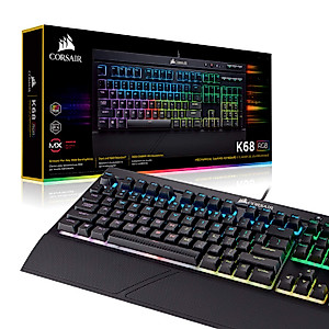 Corsair - K68 RGB Mechanical Gaming Keyboard RGB Backlit Cherry MX Red Switch - Black (Renewed)