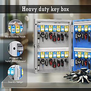 DiDiHere 32 Key Lock Box, Smart Key Cabinet Wall Mount, 4-Ways Unlocking, Key Organizer Security Storage, Key Safe Lockbox Holder for Valets, Hotels, Car, House Keys,, Blue