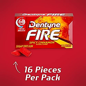 Dentyne Fire Spicy Cinnamon Sugar Free Gum, Pack of 9 (144 Total Pieces)