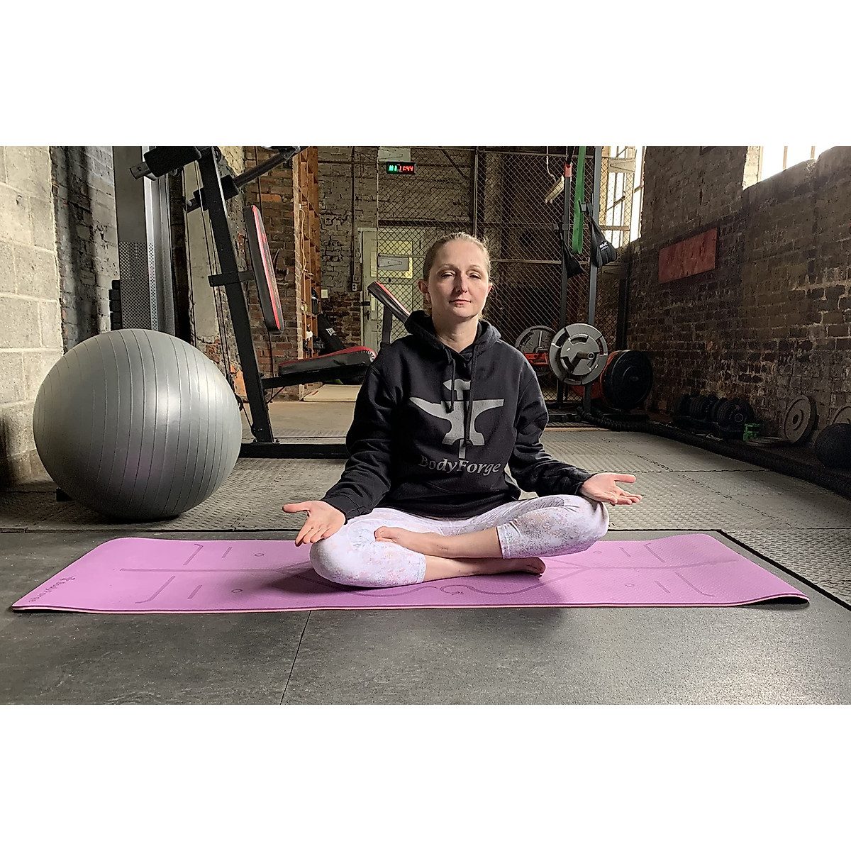 BodyForge Yoga Mat Thick Exercise Mat Thick 8mm TPE Eco-Friendly with Alignment Marks Non-Slip Extra Thick High-Density for Women Men Workout Pilates (Blue/Light Blue)