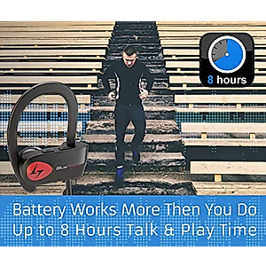 BluePhonic Bluetooth Earbuds Headphones, Best Wireless Sports Earbuds w/Mic HD Stereo Sweatproof Earphones for Gym Running Workout IPX7 Waterproof Noise Cancelling Earphones Noise Cancelling Headsets