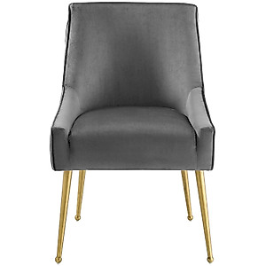 Modway Discern Pleated Back Upholstered Performance Velvet Dining Chair, Gray