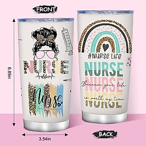 AYGE Nurse Gifts for Women, Nurses Week Gifts 2024- Thoughtful Nurse Appreciation Gift Set - Includes Stainless Steel Tumbler, Candle, Keyring, Bath Bomb, Badge Holder Reel, and Greeting Card