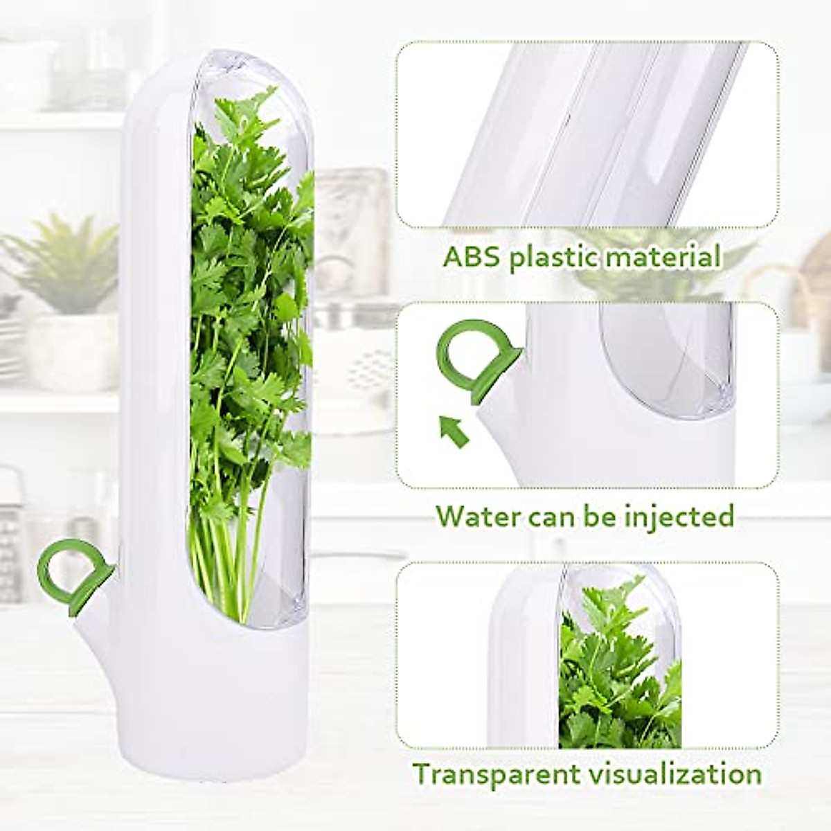 Herb Keeper Set, Herb Saver for Refrigerator, Herb Scissors, Pack Herb Stripper Herb Saver Pod Keeps Greens Fresh for 2-3 Weeks(size:2pc)