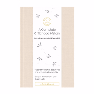 Promptly Journals, A Complete Childhood History: From Pregnancy to 18 Years Old (Sand, Tan, Linen) | Baby Book and Pregnancy Journal | Baby Memory Book