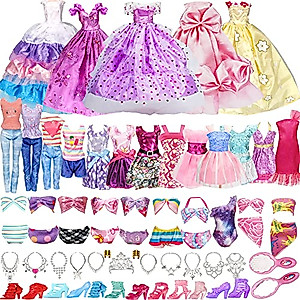 35 Pack Handmade Doll Clothes Set Including 2 Princess Dresses 4 Fashion Dresses 2 Tops and Pants 2 Bikini Swimsuits 10 Shoes and 15 Accessories for 11.5 Inch Doll