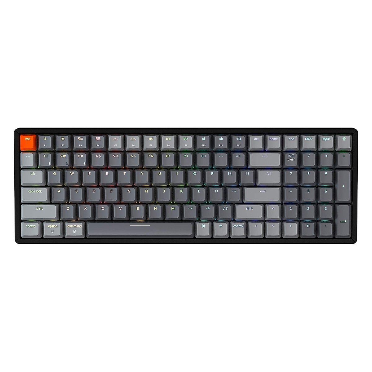 Keychron K4 RGB Hot Swappable Mechanical Keyboard, 96% Layout Bluetooth Wireless/USB Wired Computer Keyboard with Gateron G Pro Brown Switch Aluminum Frame for Mac Windows-Version 2