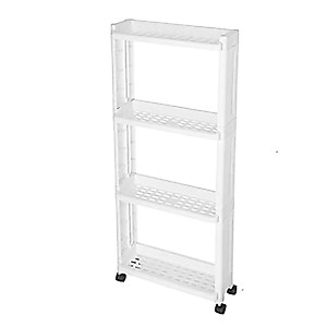 JFGJL Kitchen Storage Rack for Goods Fridge Side Shelf Removable with Wheels Bathroom Organizer Shelf Gap Holder (Color : E, Size : 40 * 93 * 13.8cm)