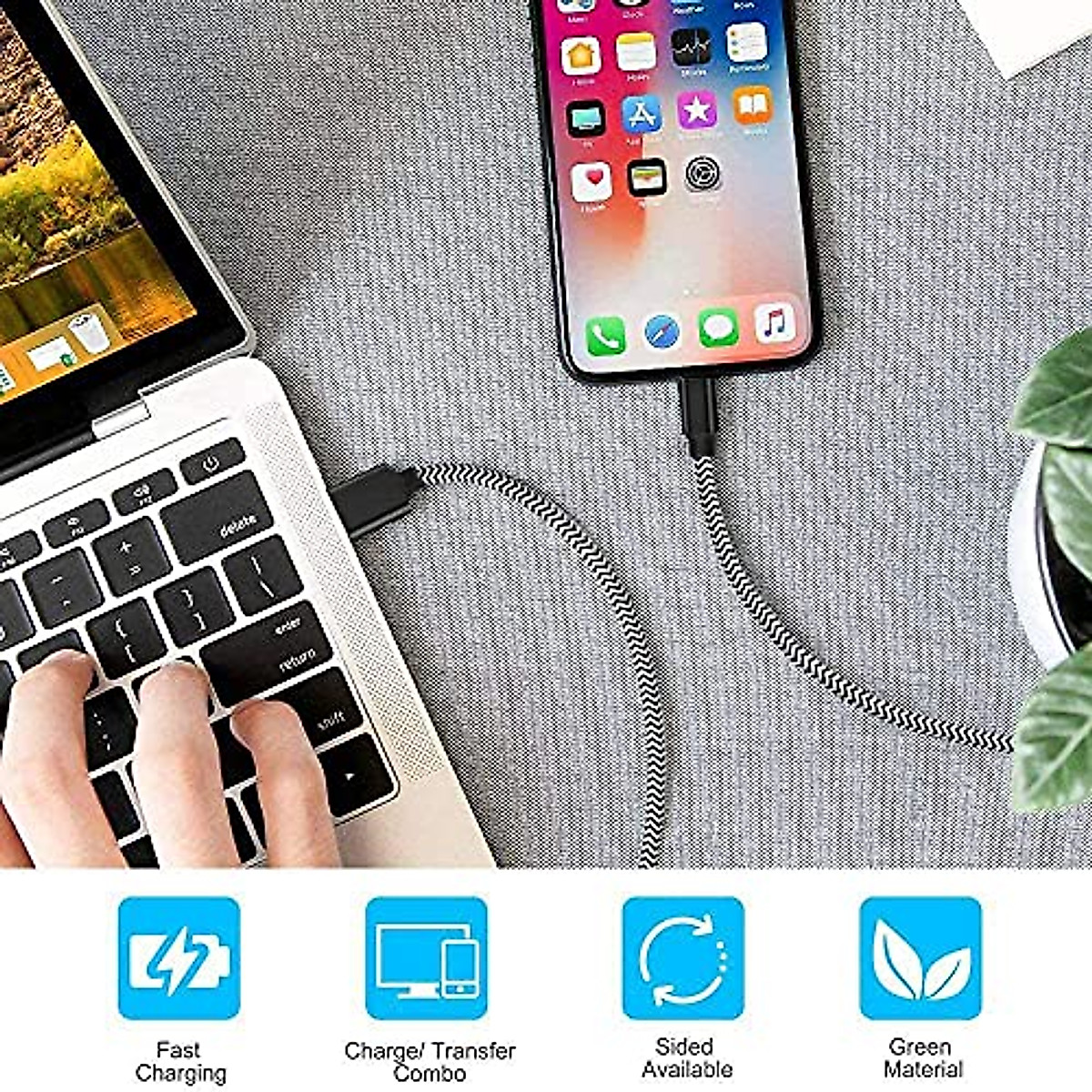 GKW Short iPhone Charger Cable 1ft Power Bank Cable,1 Foot Lightning Cable Compatible with iPhone 12 Pro Max/12 Mini/11 Pro Max/Xs Max/XR/X/8 Plus/SE 2020/7/6/5/se,Black