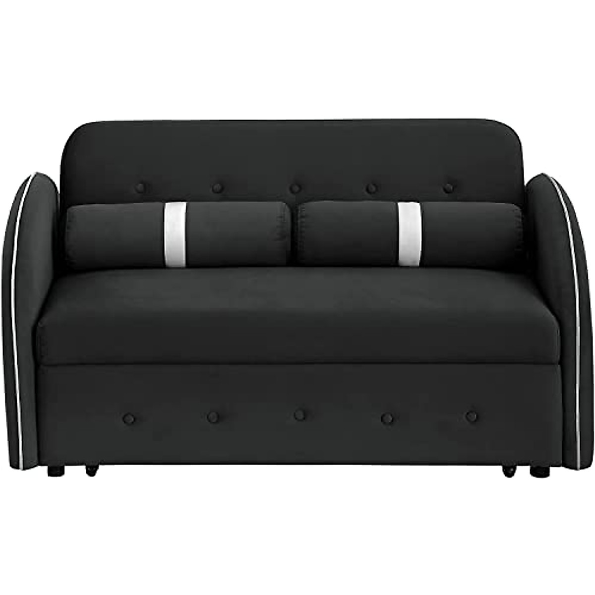 ERYE Modern Convertible Futon Sleeper Sofa with Pull Out Couch Bed, Functional Tufted Loveseat & Daybed for Home Office Apartment Studio Small Space Living Room Velvet Button Tufted Side Pockets