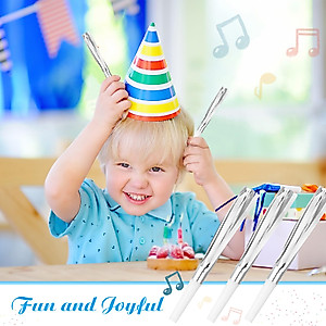 LCPQMZGH 24 Pcs Gold Noise Makers Glitter Metallic Fringed Noise Makers Horns for Baby Shower, Kids Birthday, New Year Party Favor - Multicolor