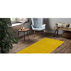 SOHO Shaggy Collection Solid Color Shag Area Rug Rugs 7 Color Options (Yellow, 8 x 10)