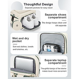 VECAVE Carry On Backpack for Women,Large Travel Backpack Flight Approved,Waterproof 17 Inch Laptop Backpack Business Work Backpacks Men Mochila De Viaje Beige