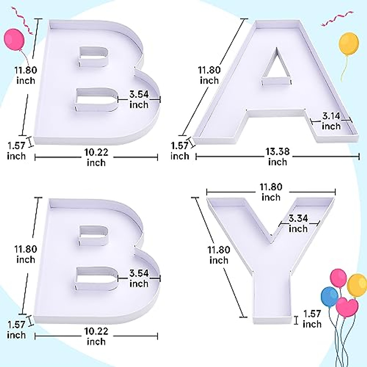 VLN DESIGNS Baby Letter Boxes - Gender Reveal Decor, Fillable Cardboard Letters for Charcuterie Boards, Baby Shower Decorations