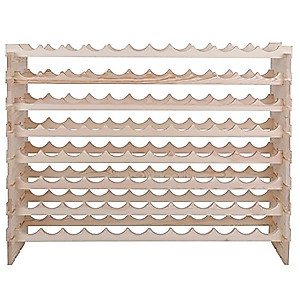 Smartxchoices 96 Bottle Modular Wine Rack Freestanding Floor Wine Holder, Stackable Wine Storage Rack Display Shelves, Solid Wood - Wobble-Free (96 Bottles)