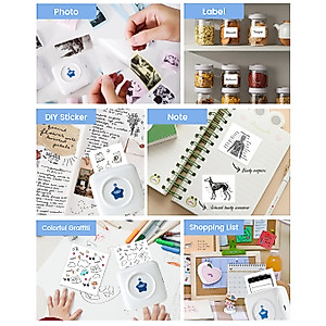 Portable Thermal Printer, Mini Bluetooth Mobile Printer - Sticker Printer Compatible with Android & iOS - Wireless Pocket Picture Printer for iPhone Listing Notes DIY, Photo Printer with 10x Paper
