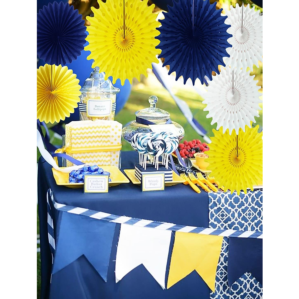 Graduation Party Decorations Navy Blue Yellow 2024/Navy Blue Yellow Graduation Decorations Birthday Party Decorations Navy Blue Yellow Bridal Shower Decorations/ Royal Prince Baby Shower Decorations