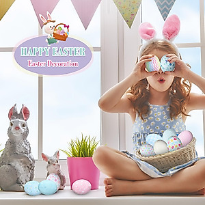 12 Pieces Easter Stuffed Fabric Bunnies Egg Carrot Rustic Farmhouse Decor Stuffed Bunny Rabbit Egg Carrot Vase Fillers for Easter Home Wedding Farmhouse Basket Bowl Fillers Tiered Trays (Eggs)