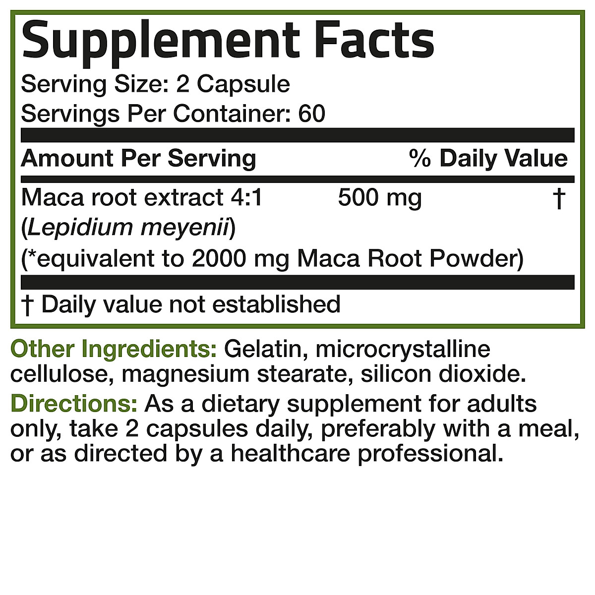 Bronson Maca Root (from 500mg 4:1 Extract Equivalent to 2000mg per Serving), Lepidium Meyenii - Non-GMO, 120 Vegetarian Capsules