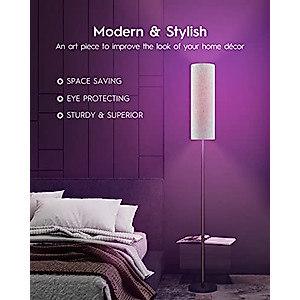 RGBWW Smart LED Floor Lamp for Living Room, Compatible with Alexa, Google Home, 69" Tall Modern Standing Lamp for Bedroom with Remote & WiFi APP Control, 2700k-6500k Corner Lamp with Linen Lampshade