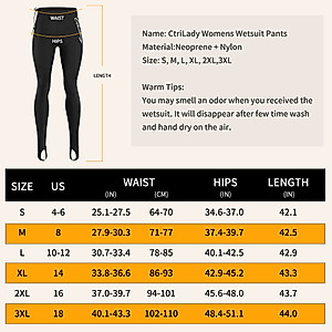 CtriLady Women's Wetsuit Pants Premium 2mm Neoprene Sauna Leggings for Workout Swimming Surfing and Snorking (Black, S)