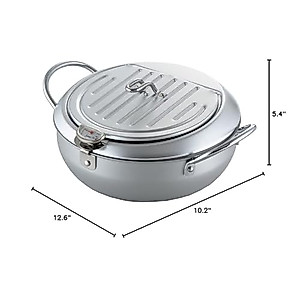 Yoshikawa SJ1025 Deep Frying Pot, Tempura Pot with Lid, Thermometer, 9.4 inches (24 cm), Gas Fire, Induction Compatible, Made in Japan