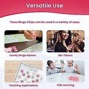 MR CHIPS Magnetic Bingo Chips with Metal Ring 3/4 Inch 200 Upgraded Pieces Pink Transparent - Available in 7 Colors A Reusable Storage Bag