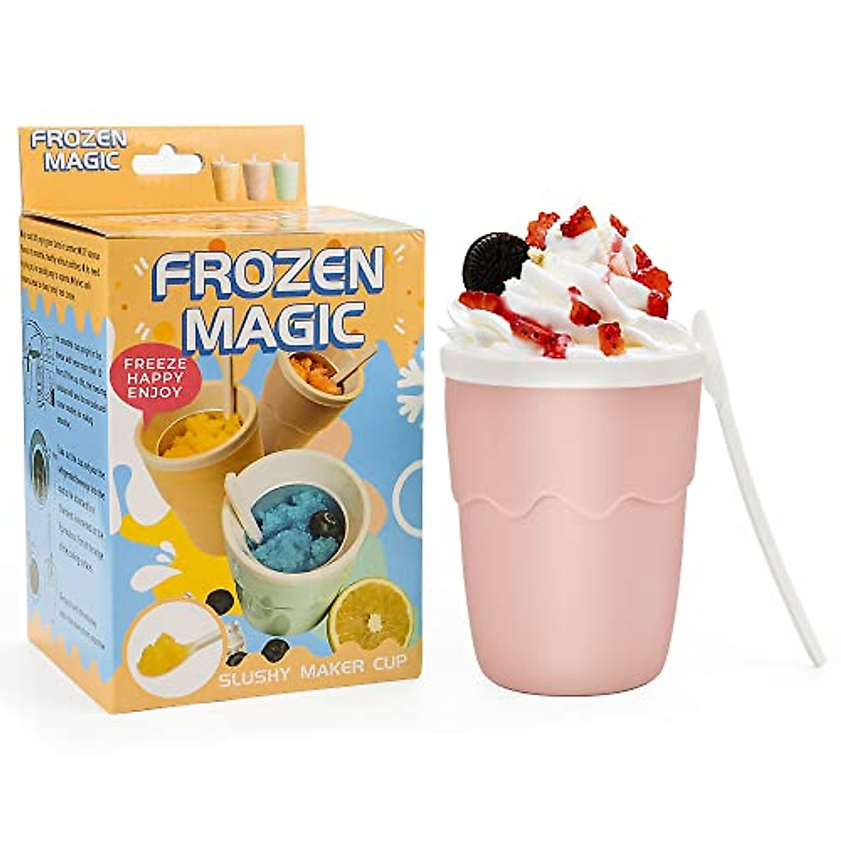 Slushie Maker Cup, Magic Quick Frozen Smoothies Cup, Aluminum Cooling Cup Double Layer Squeeze Cup Slushy Maker, Homemade Ice Cream Maker DIY it for Children and Family