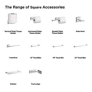 Kohler K-23290-CP Square Robe Hooks, Polished Chrome