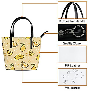 Fashion Tote Handbags Women's Soft Tote Shoulder Bag for Women Work Shopping Top Handle Satchel Bags, 15.8×4×15.4 inches,Cartoon Lemon