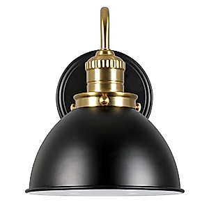 Design House 588293-BGD Savannah Farmhouse 1-Light Indoor Dimmable Wall Light Matte Black Metal Shade for Hallway Foyer Kitchen, Matte Black and Satin Gold