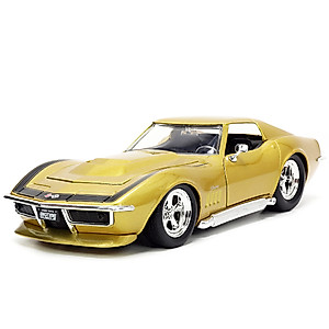 Jada Toys Big Time Muscle 1:24 1969 Chevy Corvette Stingray ZL-1 Die-cast Car Gold, Toys for Kids and Adults