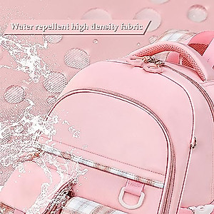 LIK EPOCH Pink Backpack Kawaii Backpack with Cute Pin Accessories Plush Pendant,16 Inch Aesthetic Personalized Breathable Backpack with Reflective Design