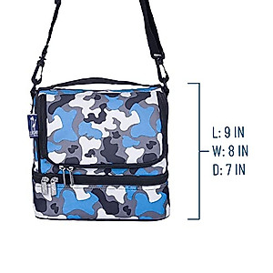 Wildkin Two Compartment Insulated Lunch Bag for Boys & Girls, Perfect for Early Elementary Lunch Box Bag, Ideal Size for Packing Hot or Cold Snacks for School & Travel Lunch Bags (Blue Camo)