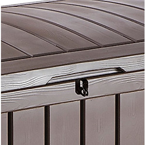 Keter Glenwood 101 Gallon Resin Large Deck Box-Organization and Storage for Patio Furniture, Outdoor Cushions, Garden Tools and Pool Toys, Grey & Black
