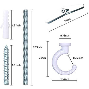 6 Sets Large Swag Ceiling Hooks Heavy Duty Swag Hook with Hardware for Hanging Plants Ceiling Installation Cavity Wall Fixing (White)