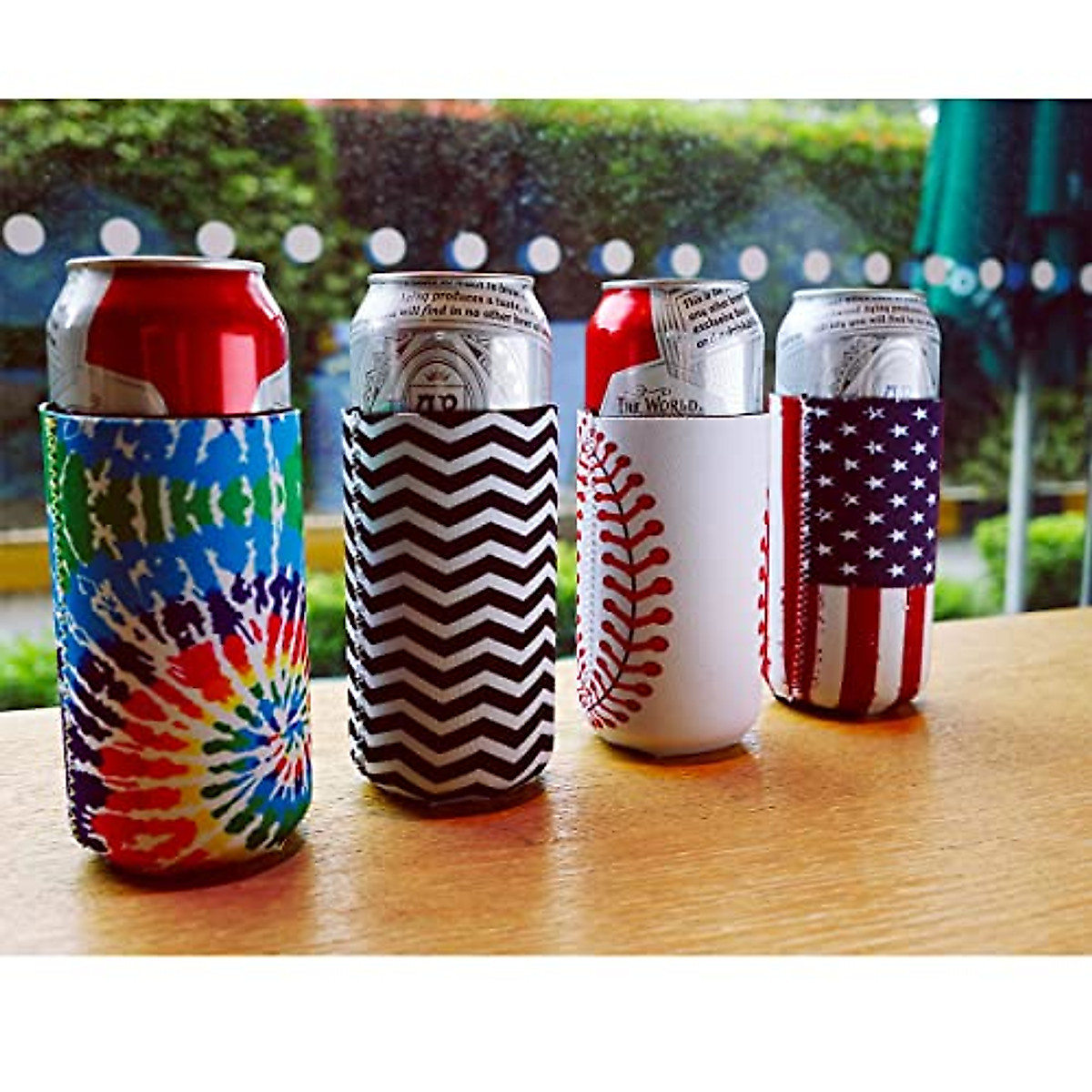 Heyah 4 Pack 12oz Slim Beer Can Cooler Sleeves, Neoprene Beer Can Cooler Bulk, Collapsible Insulators Cooler Cover Fits for White Claw/Spiked Seltzer and More