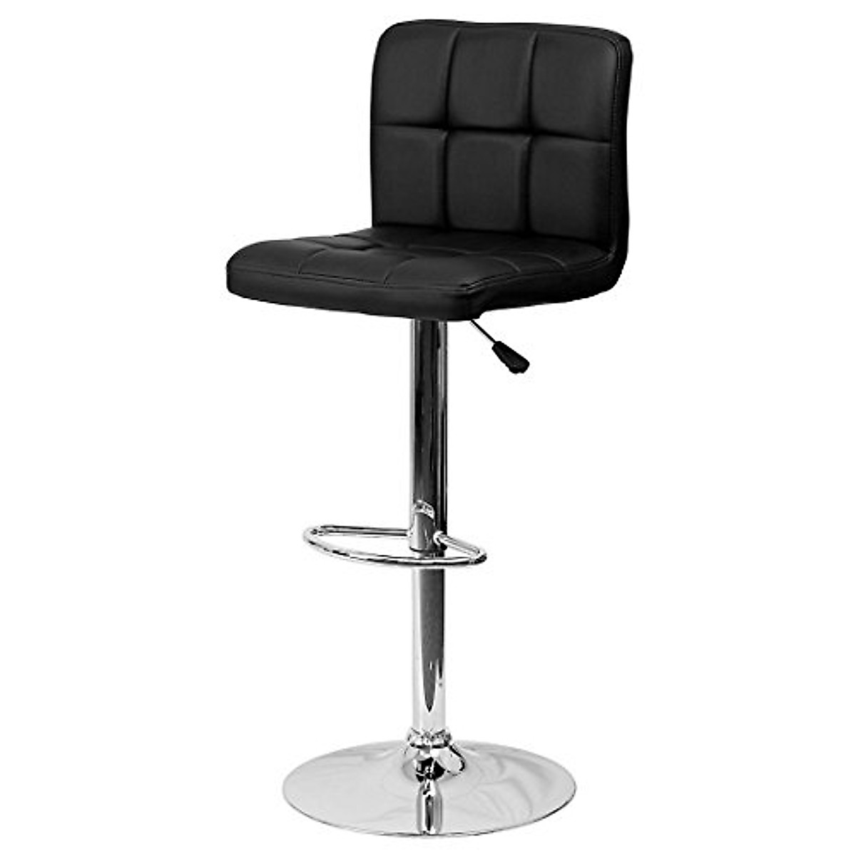 KLS14 Modern Design Barstools Hight Adjustable Seat Hydraulic 360-Degree Swivel Sturdy Steel Frame Padded Cushion Seat Dining Chair Bar Pub Stool Home Office Furniture - Set of 2 Black #1974