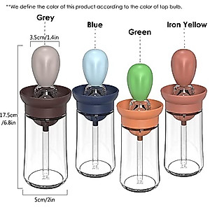 TINMIX Oil Dispenser with Brush - Glass Olive Oil Dispenser for Kitchen, 2 IN 1 Oil Dispenser Bottle with Silicone Basting Brush for Cooking Vinegar Sauce BBQ Grill Frying, T-OB21, Grey