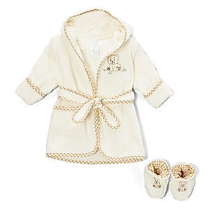 Spasilk 100% Cotton Hooded Terry Bathrobe with Booties — Baby Girl Gifts — Baby Boy Gifts — One Size — Shower Gift