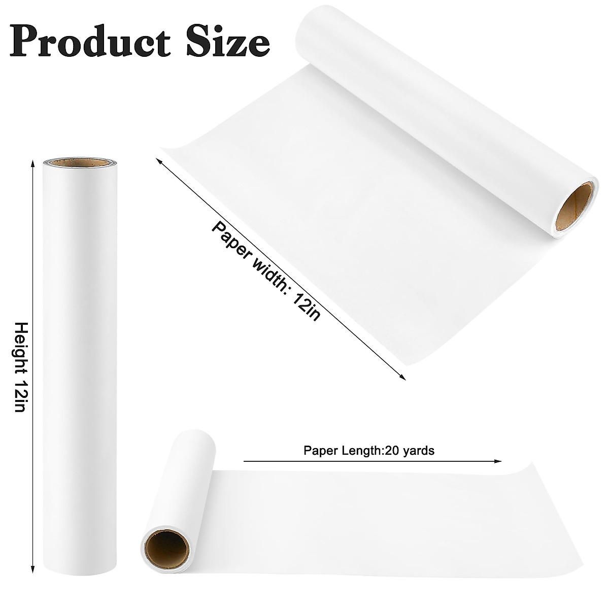Tracing Paper Roll 12 Inch x 30 Yards White Trace Paper Roll Translucent Pattern Paper for Drawing Sewing Sketching