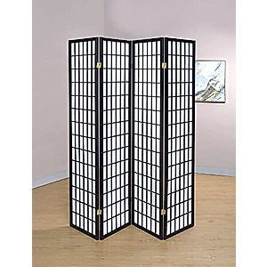 4-Panel Folding Screen Black and White 4624