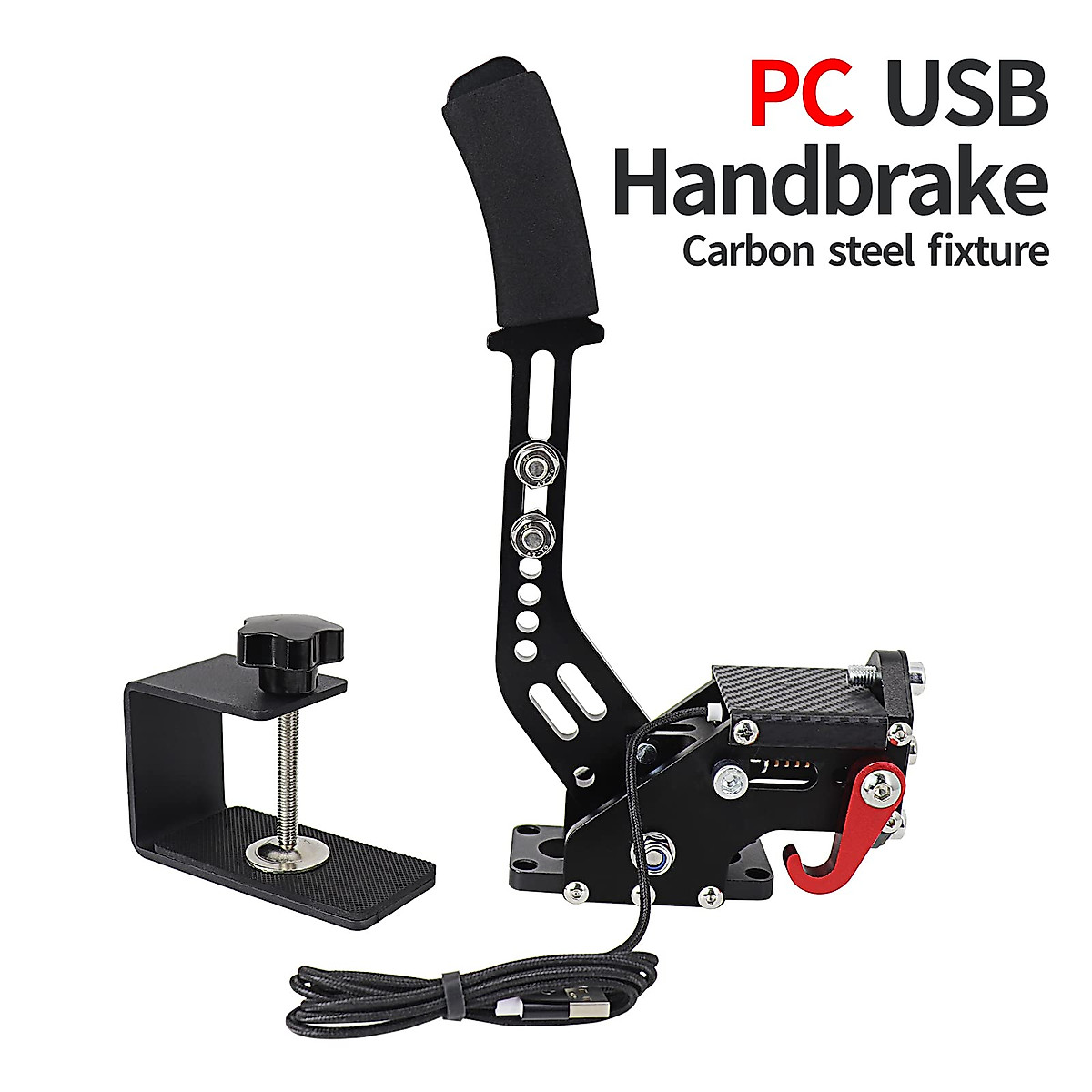 Dcutn 16Bit PC USB Handbrake for SIM Racing Games G920/27/29 T500 T300 LFS/DiRTRally / DiRT4/Project CARS/DRIVECLUB/Asset to Corsa/ WRC8(Black With Clamp)