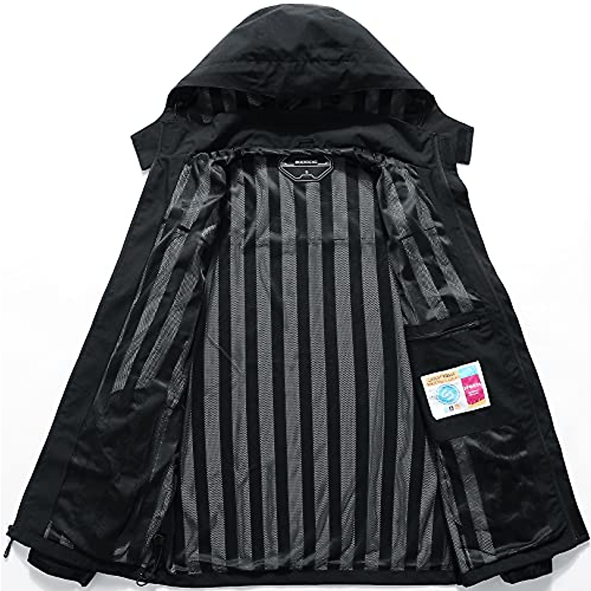 MOERDENG Men's Waterproof Rain Jacket Outdoor Lightweight Raincoat for Hiking Travel