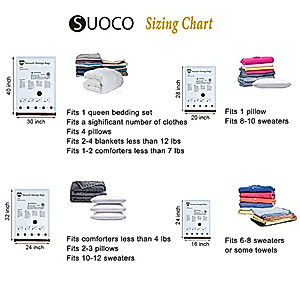 SUOCO Vacuum Storage Bags (8 Jumbo), Space Saver Bags for Clothes, Bedding, Pillows, Comforters, Blankets Storage, Vacuum Sealer Compression Airtight Bags with Travel Hand Pump