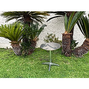 BTEXPERT Silver Indoor Outdoor 23.75" Round Restaurant Table for Patio Stainless Steel Aluminum Furniture with Base, 23.75Inch X 27.7" Height-One